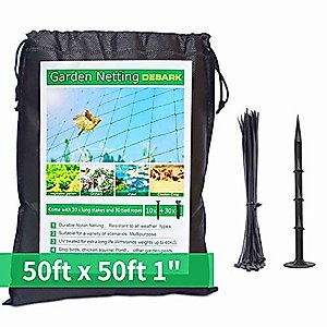 Bird Netting [Heavy Duty] 50’ x 50’ Garden Netting with 1" Square - Nylon Bird Net Chicken Coop Netting Poultry Netting Protect Fruit Tree Plant and Vegetables, Aviary Netting for Farm, Orchard