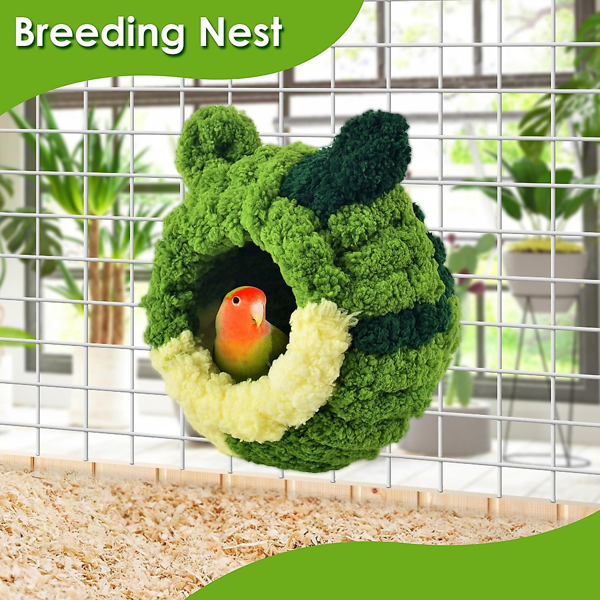 KATUMO Bird Nest, Conure Breeding House Parrotlet Snuggle Hut Lovebird Bed for Conure, Lovebird, Canary, Finch, Coneshape Birds, Hamster, Small Pets