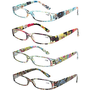 Kerecsen Women's Reading Glasses 4 Pairs Ladies Fashion Spring Hinge Readers (4 Pack Mix, 2.5)