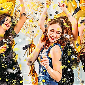 3000 Pieces 21th Birthday Confetti 21 Number Confetti 21th Party Confetti Metallic Foil 21 Table Scatter Confetti Decorations for 21 Birthday Party DIY Arts and Crafting, Gold, Black and Silver