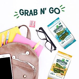 gimMe - Toasted Sesame - 12 Count Sharing Size - Organic Roasted Seaweed Sheets - Keto, Vegan, Gluten Free - Great Source of Iodine & Omega 3’s - Healthy On-The-Go Snack for Kids & Adults
