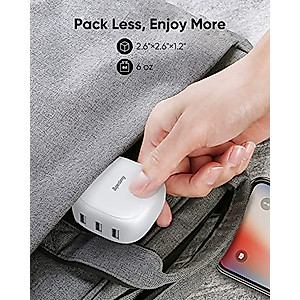 SUPERDANNY 6-Port USB Charger, 40W 8A Mini USB Charging Station, Charging Station for Multiple Devices, 4ft Cable, Compatible with iPhone, iPad, Galaxy, Pixel, for Travel, Cruise, White