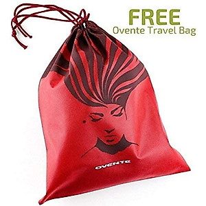 Ovente 1875 Watt Professional Hair Dryer with Diffuser, Ionic & Tourmaline Technology, For Body, Volume & Smoothing, Concentrator Attachment & Travel Bag, Lightweight for Home Use, Black & Red X3400BR