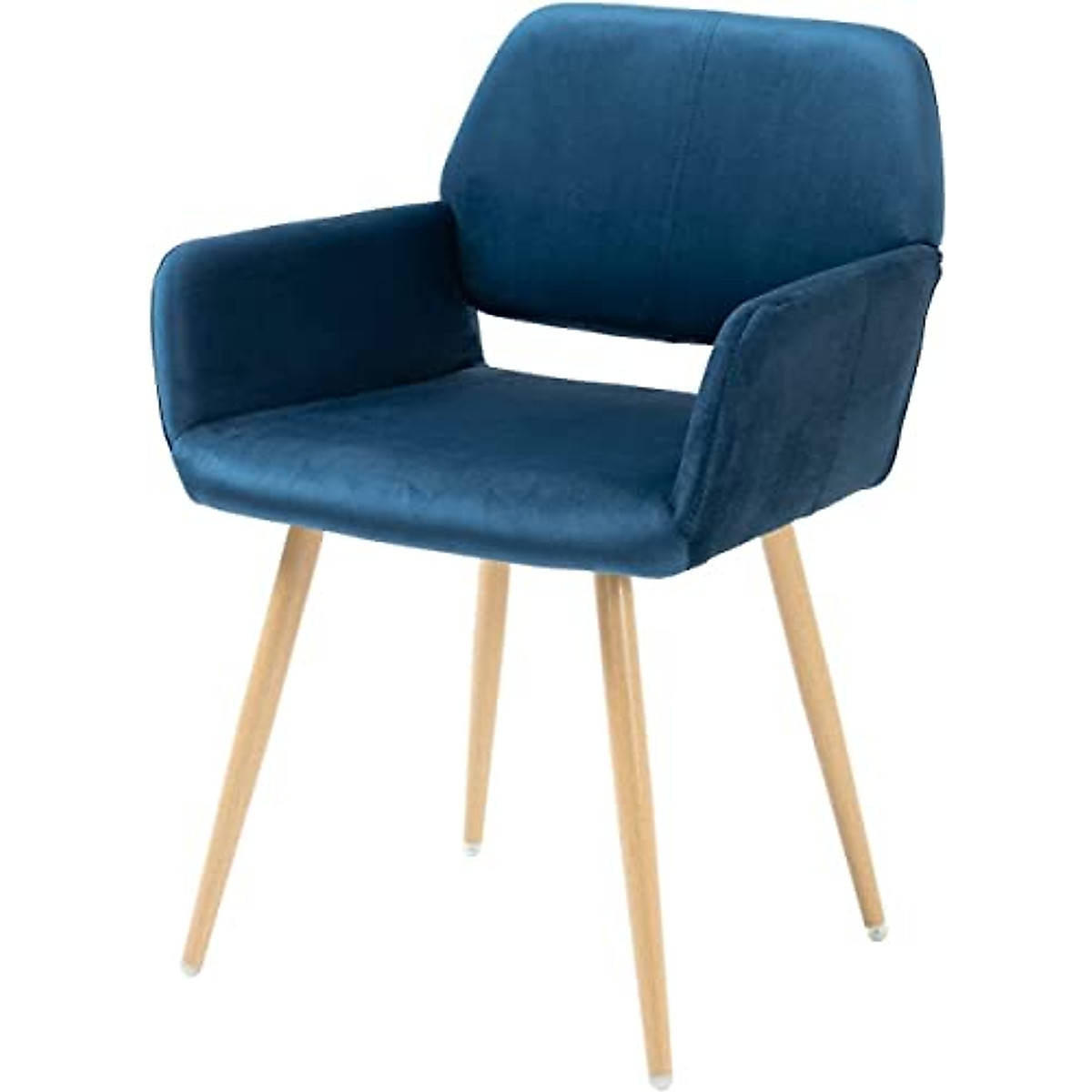 Henf Fabric Dining Chairs, Mid-Century Side Chairs with Solid Painting Steel Leg for Dining Room, Makeup Desk Chair Soft Chair for Bedroom, Upholstered Vanity Chair for Women Girls (Fabric, Blue)