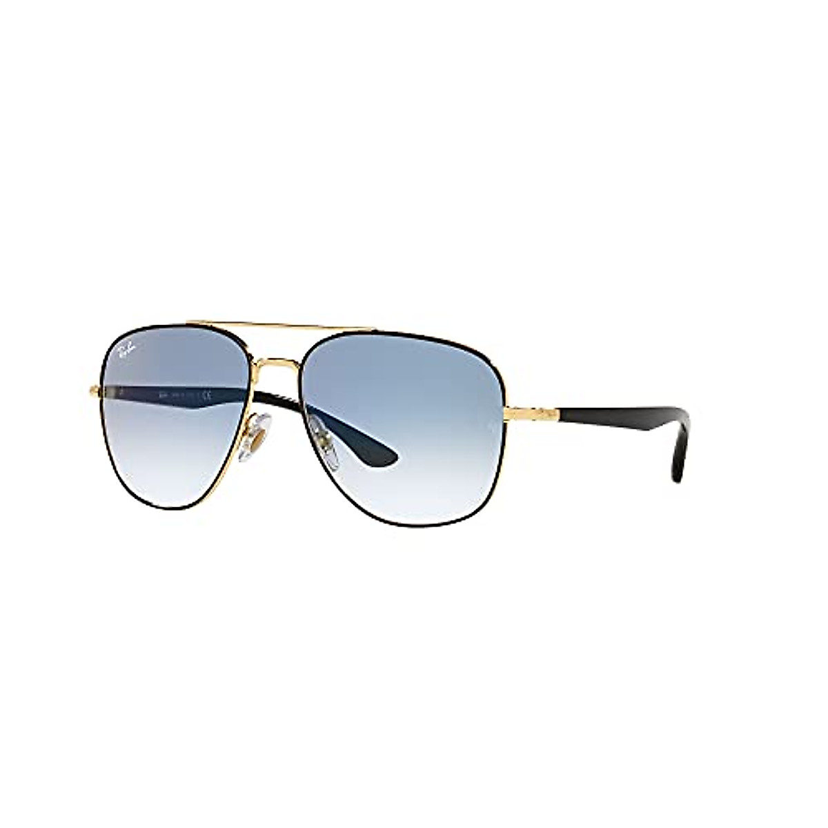 Ray-Ban RB3683 Square Sunglasses, Black On Gold/Clear Gradient Blue, 56 mm