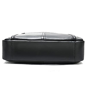 LUKZIJAES Genuine Leather Shoulder Messenger Bag for Men Adjustable Shoulders Sling Crossbody Bags for Travel Work Business Handbag (3#-Black)