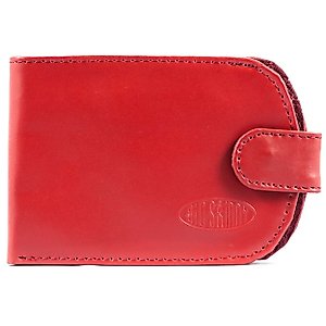 Big Skinny Women's Taxicat Leather Bi-Fold Slim Wallet, Holds Up to 25 Cards, Red
