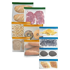 EcoHome Essentials Reusable Food Storage Flat Bags - 10 Pack, BPA Free, Leakproof, Freezer Safe, FDA Food Grade, 2 Gallon+4 Sandwich+4 snack