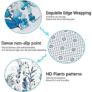 Leopinky 4pcs Shower Curtain Set, Plant Bathroom Sets with Shower Curtain and Rugs, Botanical Nature Leaf Bath Curtain Set with 12 Hooks for Bathroom (71" X 71", Blue)