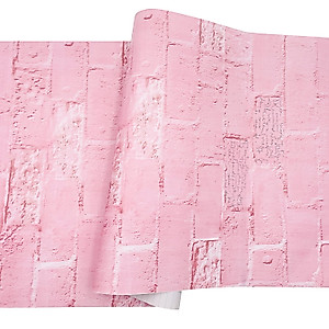 LovingWay English Quotes Drawer Liner 17.7x177 Inch Decor Classroom Wall Easy-to-Install PVC Corner Shelving Paper Pink Bricks