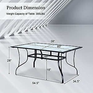 Tangkula 60" x 38" Patio Dining Table, All Weather Rectangular Dining Table w/ 1.6" Umbrella Hole & Steel Frame, Indoor & Outdoor Patio Dining Furniture for Backyard, Garden, Poolside