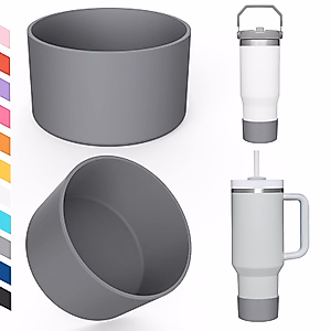 Airboat Upgrade 2PCS Protective Silicone Boot Bumper for Stanley Quencher Adventure 40oz 30oz IceFlow 20oz 30oz Tumbler, Water Bottle Bottom Sleeve Cover Accessories for Stanley Mug Cup(Light Grey)