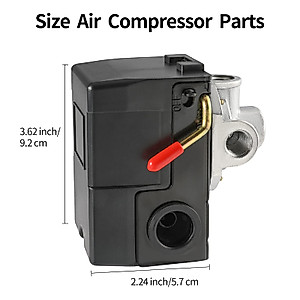 OAMCE Air Compressor Pressure Switch Replacement LF10-4H with 95-125 PSI Range and 20A Rating, 4-Port