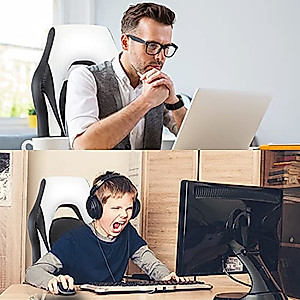 Gaming Chair, Racing Style Bonded Leather Gamer Chair, Ergonomic Office Chair Computer Desk Executive Chair with Adjustable Height and Flip-Up Arms, Gaming Chair for Adults Teens Kids Men Women