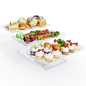 Upgraded! Bakzon Dessert Table Display Set, Acrylic Cupcake Buffet Dessert Risers Stands, Tier Serving Trays Holder for Weddings Baby Shower Tea Party