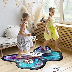 Lacut Butterfly Area Rugs, 60"x 40" Non-Slip Rug for Girls Bedroom, Blue Butterfly Carpet Floor Mat for Play Room Game Area Dorm Entryway Home Decor (Butterfly 3, 60" x 40")