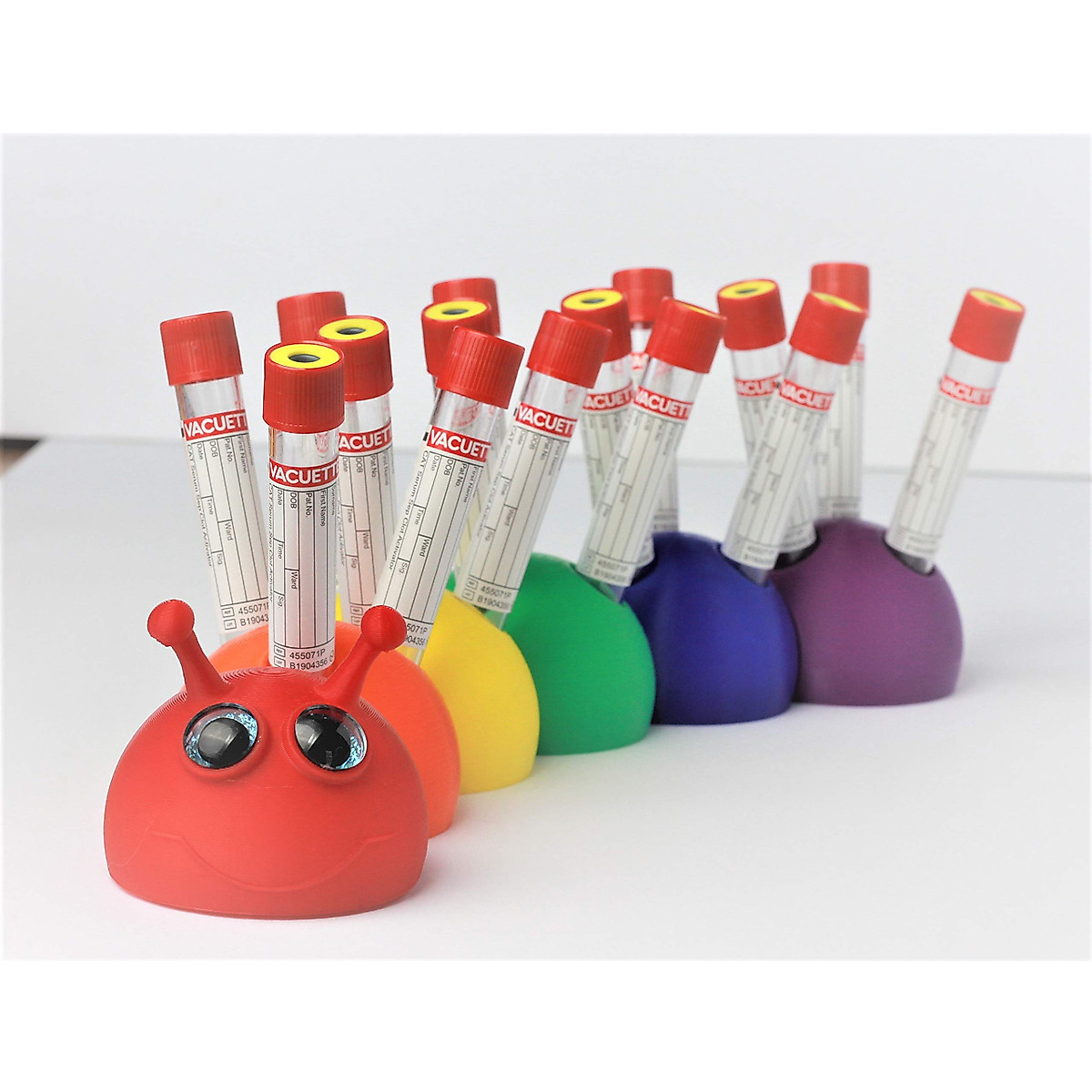 Test Tube Rack, 16mm Tube Size, Holds 15 Tubes, Fun Caterpillar Design (Rainbow, 16mm Tube Size)