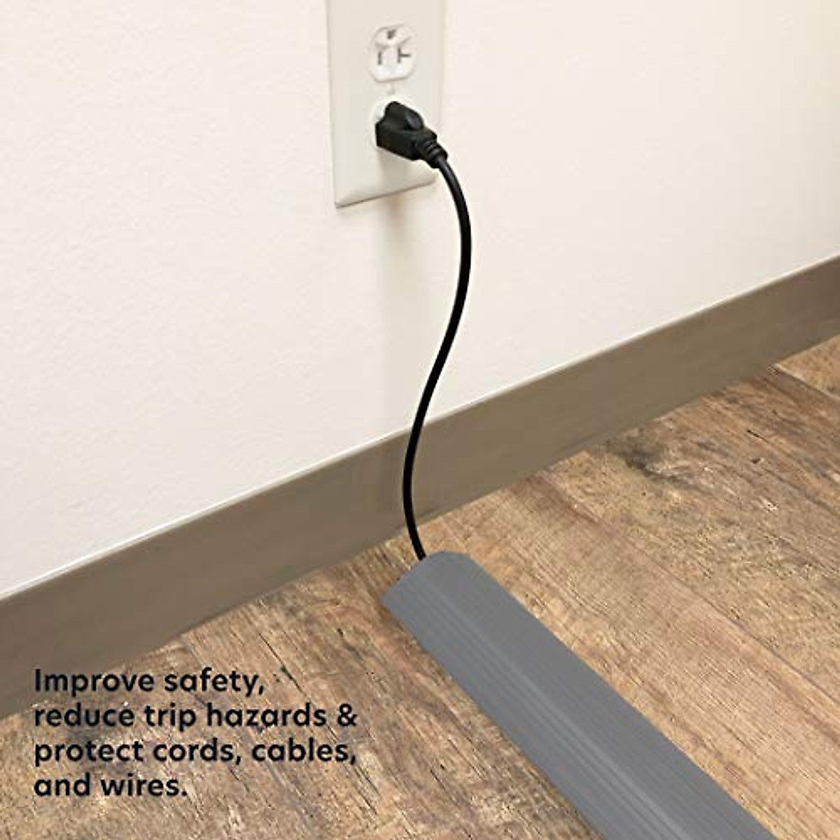 Cable Man Floor Cord Cover and Cable Protector for Cable Management, 3 in. x 5 ft., Gray, 6000-G5C