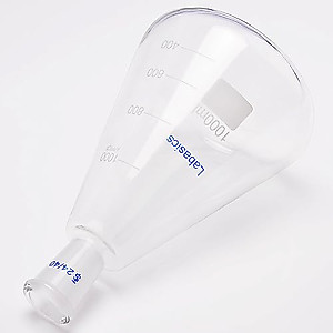 Labasics Glass 24/40 Erlenmeyer Flask, Borosilicate Glass Heavy Wall Flask with 24/40 Standard Taper Outer Joint, 1000 ml