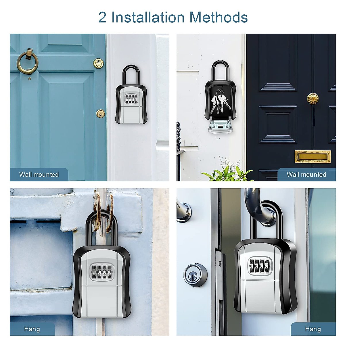 Ankilo Key Lock Box, Lock Box for House Key, 4-Digit Resettable Code Combination Small Safe Security Lockbox, Portable Wall Mounted Key Storage Lock box for Home, Realtors Garage Spare Keys,1 Pack…