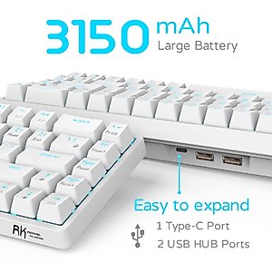 RK ROYAL KLUDGE RK G68 2.4Ghz Wireless/Bluetooth/Wired 65% Mechanical Keyboard, 68 Keys Hot Swappable Brown Switch Gaming Keyboard for Win/Mac