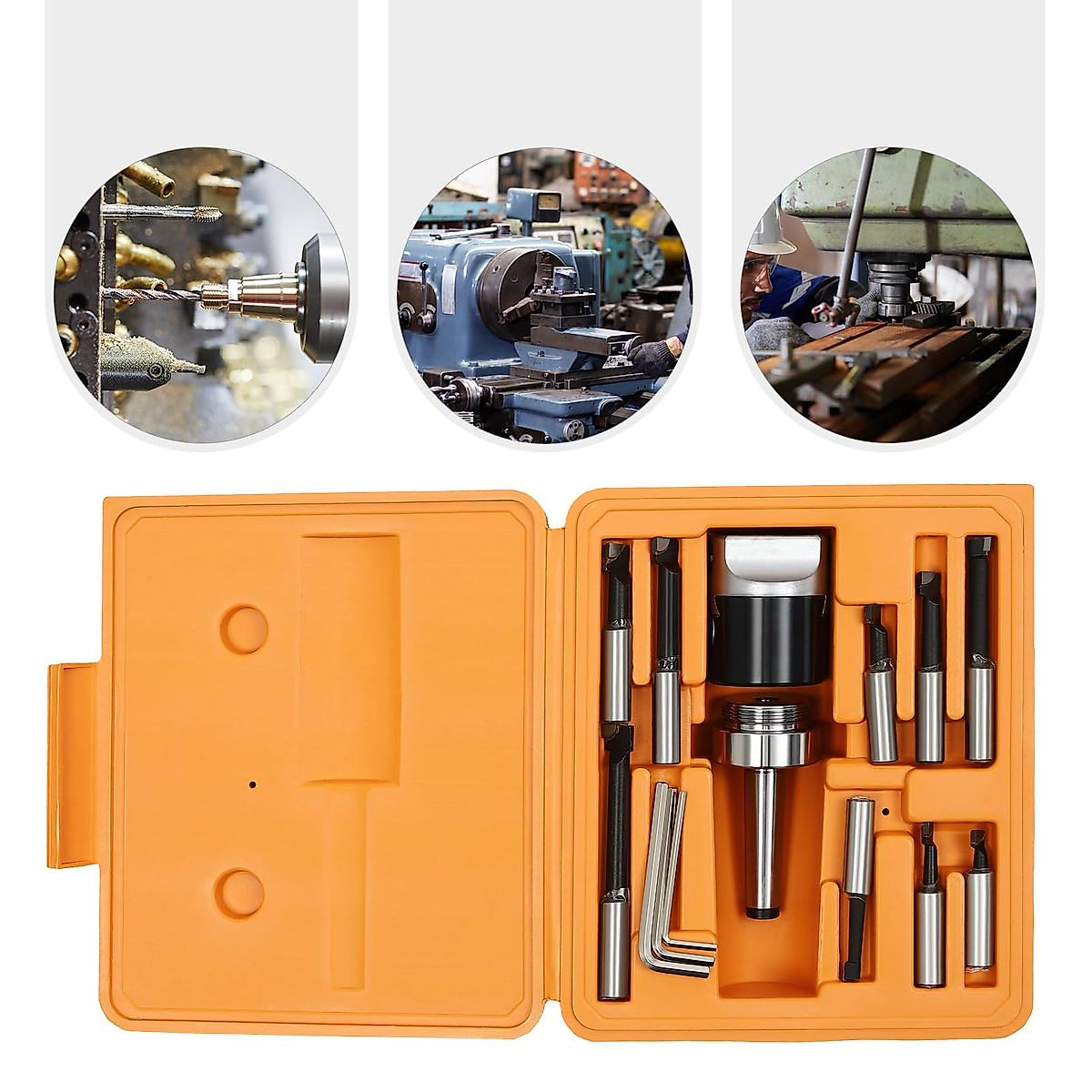Boring Head MT2-F1 50mm + 9pcs 12mm Boring Bar CNC Milling Tools Kit Set