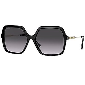 BURBERRY BE 4324 30018G Black Metal/Plastic Oversized Sunglasses Grey Gradient Lens