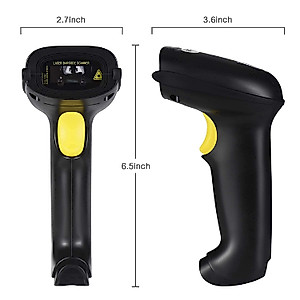 WoneNice Barcode Scanner, Wired Handheld USB Laser Automatic Bar Code Scanner Bar-Code Reader with Stand, Support Windows/Mac/Linux for Store, Supermarket, Warehouse, Small Business - Black