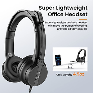 Headsets with Microphone for Laptop, 3.5mm Wired Computer Headset Super-Lightweight Noise Cancelling Headphones with in-line Control Volume & Mute, PC Headset Perfect for Classroom, Home or Office