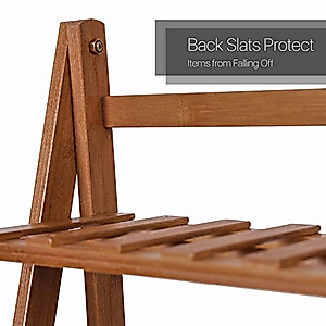 MoNiBloom Folding Bamboo Ladder Shelf 4 Tier Flower Pot Plant Display Rack Stand Organizer Holder for Home Garden Patio Balcony Indoor Outdoor Use, Brown