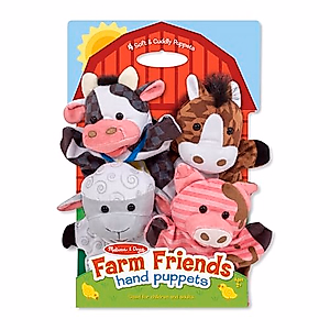 Melissa & Doug Farm Friends Hand Puppets (Set of 4) - Cow, Horse, Sheep, and Pig