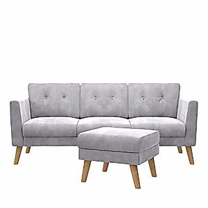 CosmoLiving by Cosmopolitan Gloria Upholstered Sofa, Light Gray