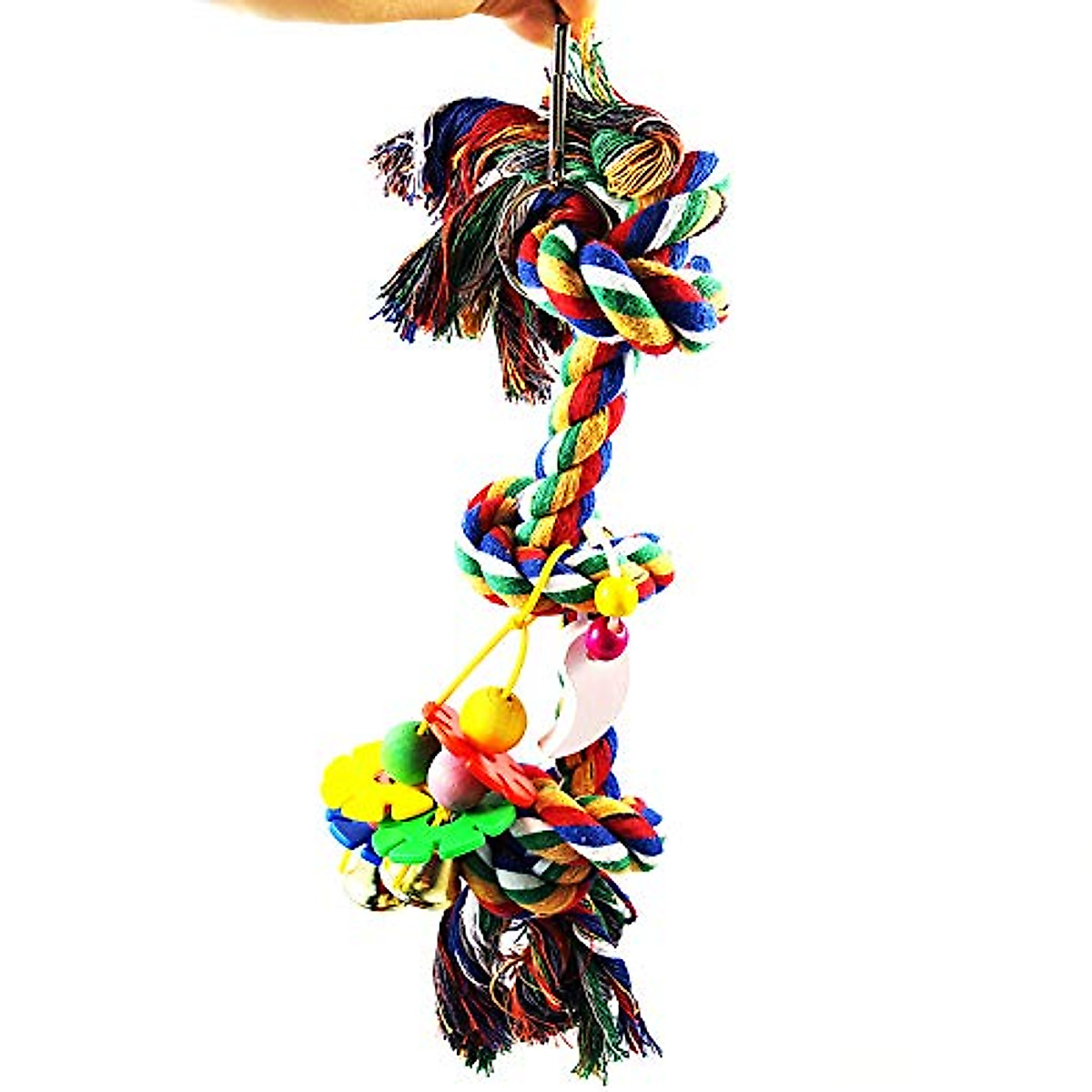 SONGBIRDTH Parrot Chew Toys - Bird Parrot Pet Colorful Rope Chewing Teeth Grinding Hanging Toy Decoration Bell for Medium and Small Parrot Colorful