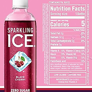 Sparkling Ice Pink Variety Pack, Flavored Sparkling Water, Zero Sugar, and Vitamins and Antioxidants, 17 fl oz, 12 count (Black Cherry, Peach Nectarine, Coconut Pineapple, Pink Grapefruit)