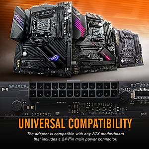 EZDIY-FAB ATX 24-pin 90 Degree Power Connector 5V 3 Pin ARGB Rainbow Female to Male Power Supply/Power Adapter for Computer Motherboard -1 Pack