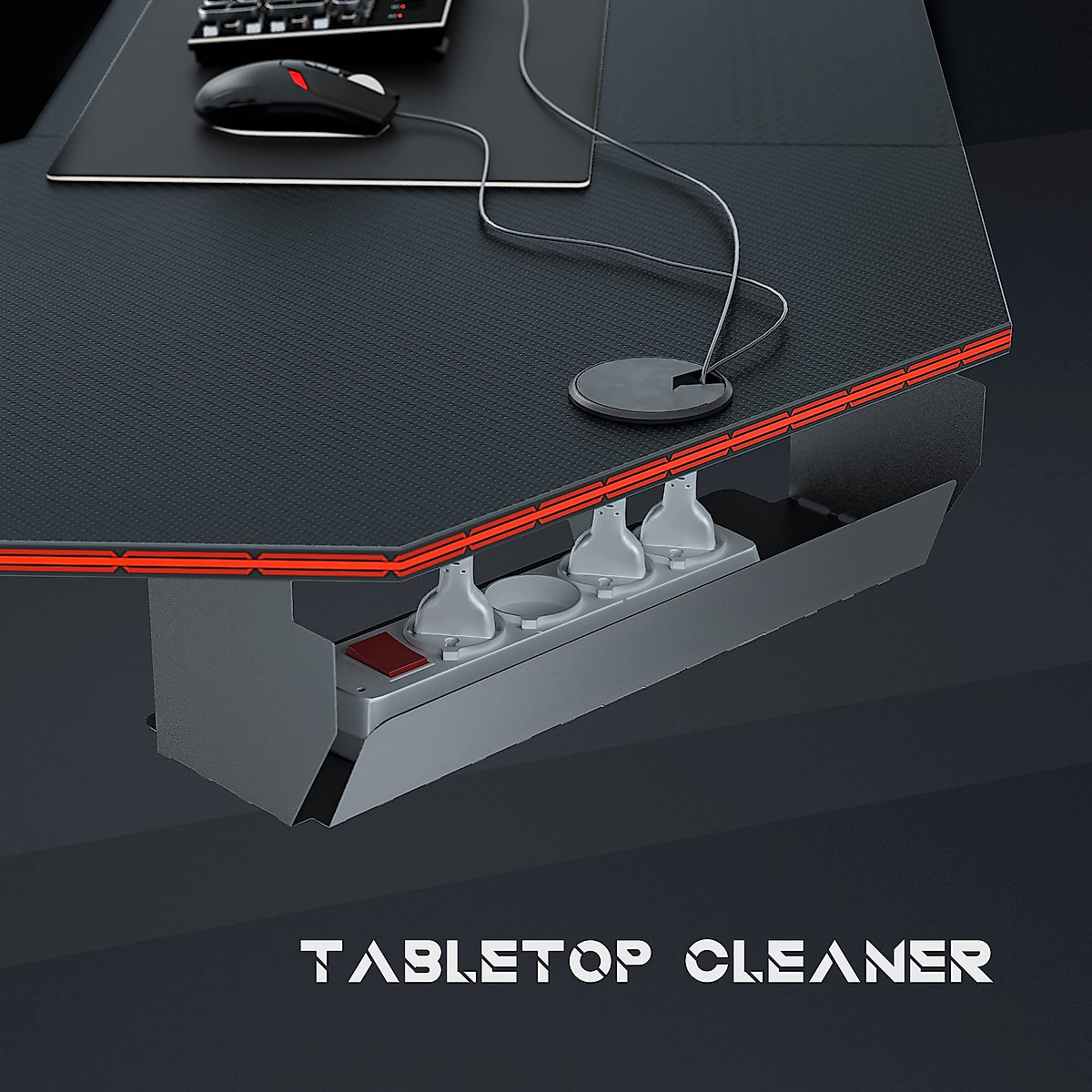 FEZIBO L Shaped Gaming Desk with LED Lighting, Computer Corner Desk PC Writing Table Gamer Workstation for Home Office, Black