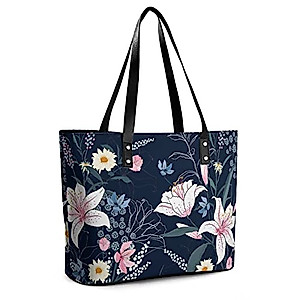 Womens Handbag Floral Flowers Leather Tote Bag Top Handle Satchel Bags For Lady