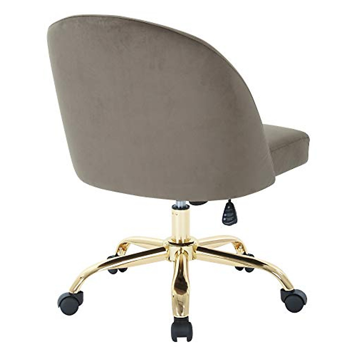 OSP Home Furnishings Layton Mid-Back Adjustable Office Chair with 5-Star Base, Gold Finish and Blue Azure Velvet