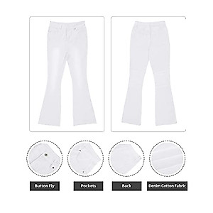 Koinshha Womens High Waisted Jeans Flare Stretch Boyfriend Casual Bootcut Denim Pants White