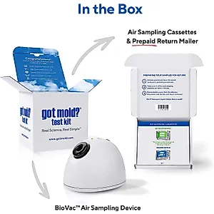 GOT MOLD? Professional Quality Mold Test Kit | Air Sampling w/Reusable BioVac™ Air Sampler | Lab Fees Included | Full Mold Type and Quantity Analysis | 1, 2 & 3-Room Test Kits & Refills | 1 ROOM KIT