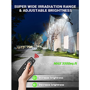 WONYO 1500W Solar Street Lights, Solar Parking Lot Lights with Remote Control & Radar Sensor, Waterproof IP65 Auto On/Off Solar Outdoor Light for Garden, Yard, Path, Basketball Court, Road