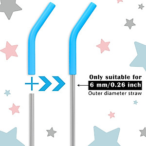 24 Pcs Silicone Straw Elbows Tips Stainless Steel Reusable Metal Straw Silicone Tips Soft Rubber Drinking Straw Covers for Straw Nozzles Tumbler Mug glass Drink, Multicolor (6 mm)