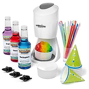 Hawaiian Shaved Ice S900A Shaved Ice and Snow Cone Machine with 3 Flavor Syrup Pack and Accessories