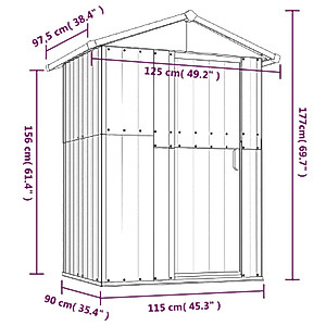 Tidyard Garden Shed Anthracite 49.6inx38.4inx69.7in Galvanized Steel Outdoor Tool Storage House, Metal Lockable Garden Equipment Organizer for Patio Backyard Terrace Furniture