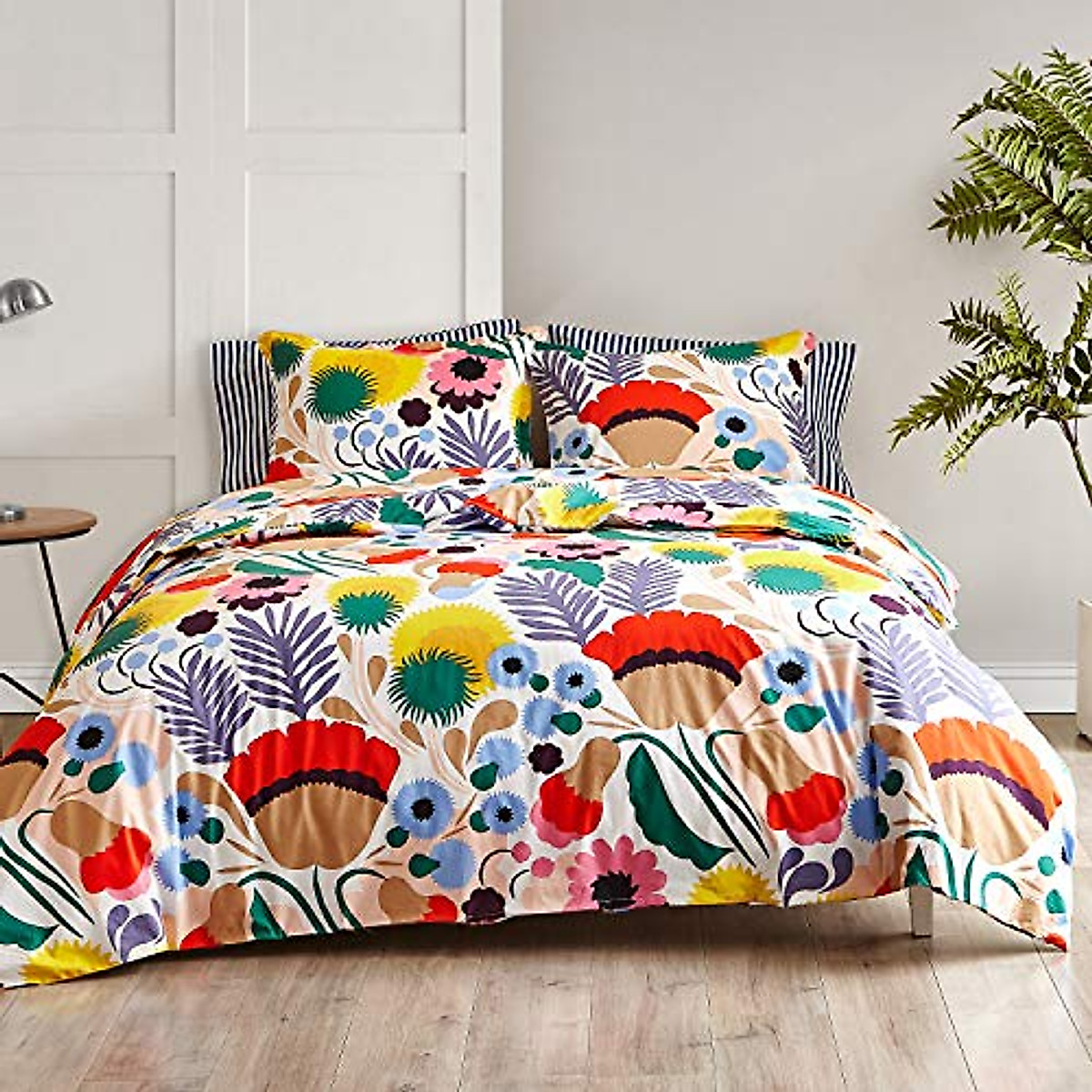 Marimekko - Queen Duvet Cover Set, Cotton Percale Bedding with Matching Shams, All Season Home Decor (Ojakellukka Multicolor, Queen)