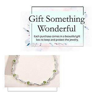 Shop LC Peridot Link Bracelet for Women 925 Sterling Silver Infinity Birthstone Jewelry Gifts for Women 7.25" Cttw 0.8 Birthday Gifts