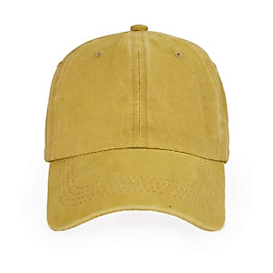 LANGZHEN Unisex Baseball Cap 100% Cotton Fits Men Women Washed Denim Adjustable Dad Hat(Yellow, Large)