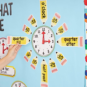 Eureka 'Telling Time' Bulletin Board Analog Clock Practice, 4pc, 17'' W x 24'' L, Model Number: 847423-AWZM