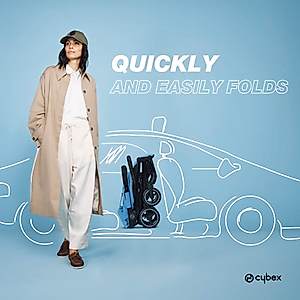 CYBEX Beezy Stroller, Lightweight Baby Stroller, Compact Fold, Compatible with All CYBEX Infant Seats, Stands for Storage, Easy to Carry, Multiple Recline Positions, Travel Stroller, Deep Black