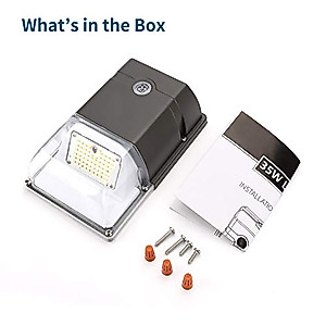 Xbuyee 2-Pack LED Wall Pack Light with Photocell, 35W 3850 Lumens Replaces 150W HPS/HID LED Porch Light, Dusk to Dawn Outdoor Lighting 5000K 100-277V IP65 Waterproof ETL Listed